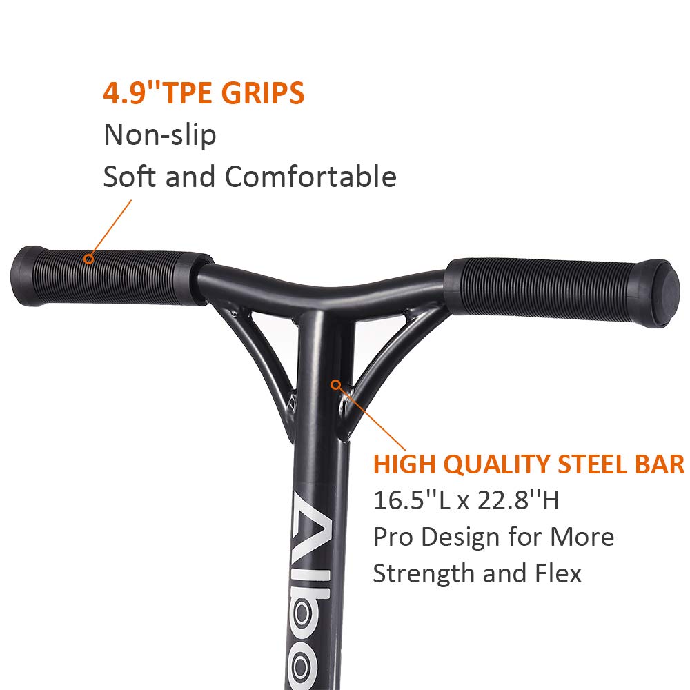 Albott Pro Stunt Scooter Complete Trick Scooters Aluminum Entry Level Freestyle Kick Scooters for Kids 8 Years and Up, Boys, Children, Teens, Black (Circle Pattern Deck)