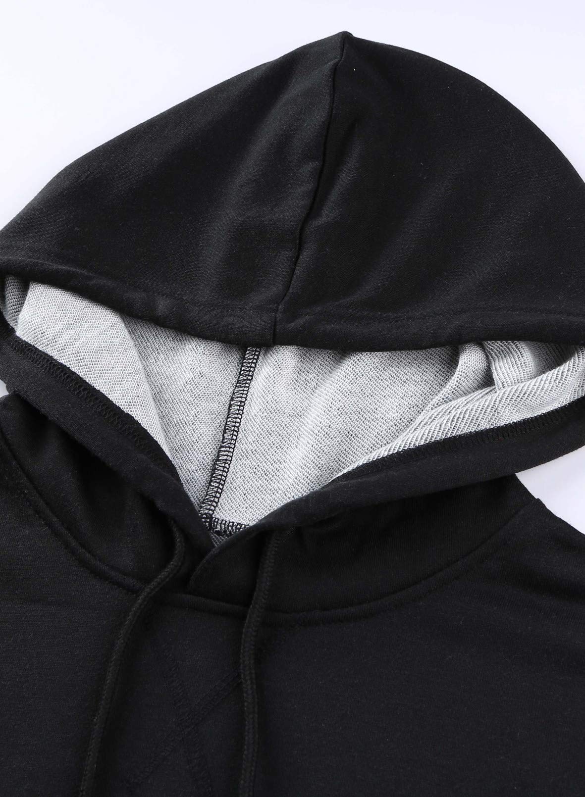 Acelitt Womens Juniors Long Sleeve Striped Hoodies Hooded Sweatshirt Side Split Pullover Fall Loose Casual Tops Black Medium