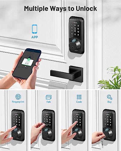 Smart Deadbolt Lock, Zowill Fingerprint Door Lock, 7-in-1 Smart Door Lock for Front Door, Keyless Entry Door Lock, Electronic Touchscreen Keypad, Door Lock with Ekey Sharing, APP Control, Auto Lock