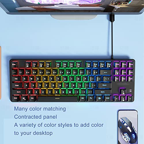 87 Key Mechanical Keyboard, Computer Mechanical Gaming Keyboard, RGB Backlight Wired Keyboard, Blue Switch for Computer Laptop PC Game Work Office