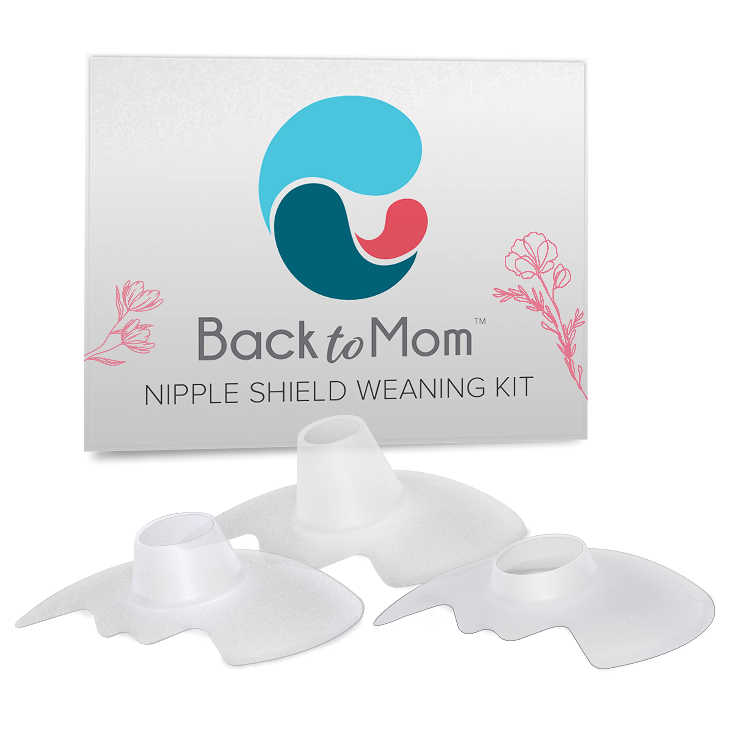 Back to Mom Nipple Shield Weaning Kit - Made in USA, 3 Step Open-Ended Nipple Shields Best for Nipple Size 22mm-25mm