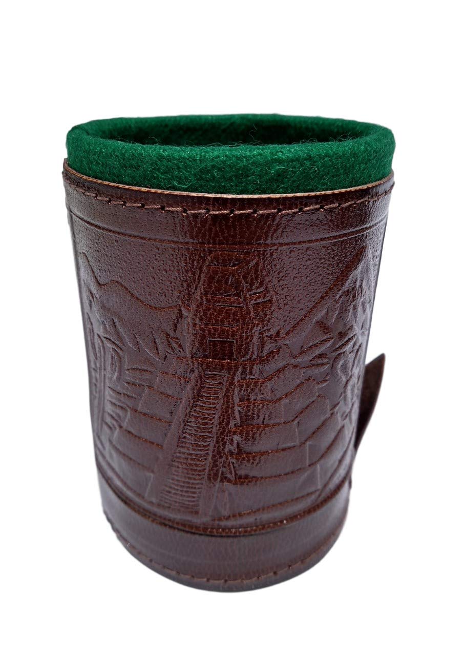 Cup Poker dice Game Set with Cup Leather Lined (cubilete)…Brown