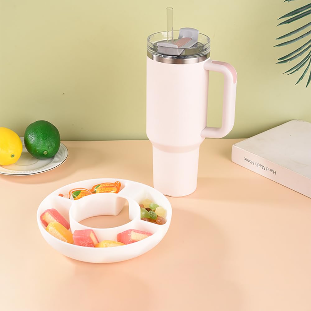 AJVOTG Snack Bowl for Stanley 40 oz Tumbler with Handle, Tumbler Snack Tray Compatible with Stanley Cup 40 oz, Reusable Snack Ring for Stanley Cup Accessories, Pink