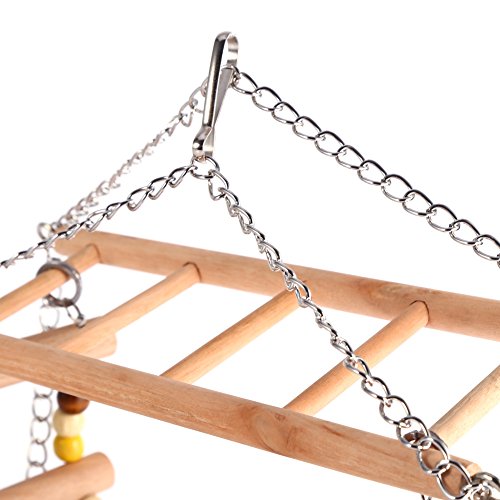 Ladder Bird Toy, Wooden Rainbow Bridge Steps Stairs Climbing Swing Double-Layer Toys for Pet Hamster Parakeet Budgie Cockatiel Trainning