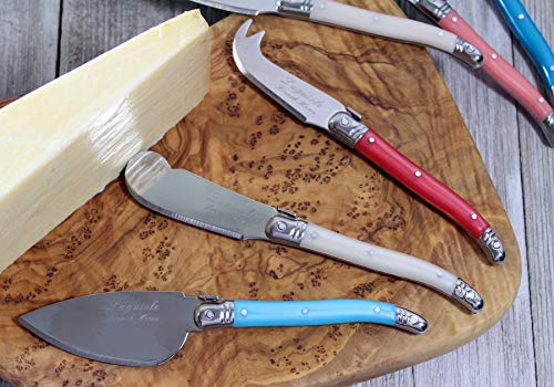 Laguiole 7-Piece Cheese Knife Set (Coral & Turquoise) Stainless Steel Cheese Knives Set, Cheese Spreader & Butter Knife Spreader, Luxurious Cheese Board Utensils & Charcuterie Knife Set for Parties