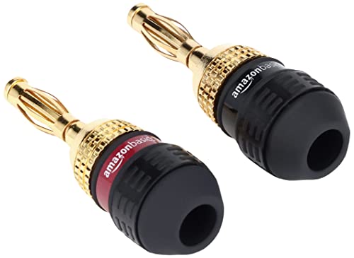 Amazon Basics Speaker Connector Banana Plug to Banana Plug , 0.5" x 0.5" x 1.3", Black, 24 Count (Pack of 12)