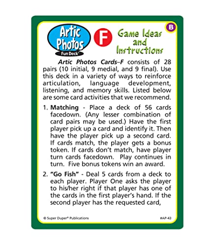Super Duper Publications | Articulation Photos F Fun Deck Flash Cards | Educational Learning Resource for Children