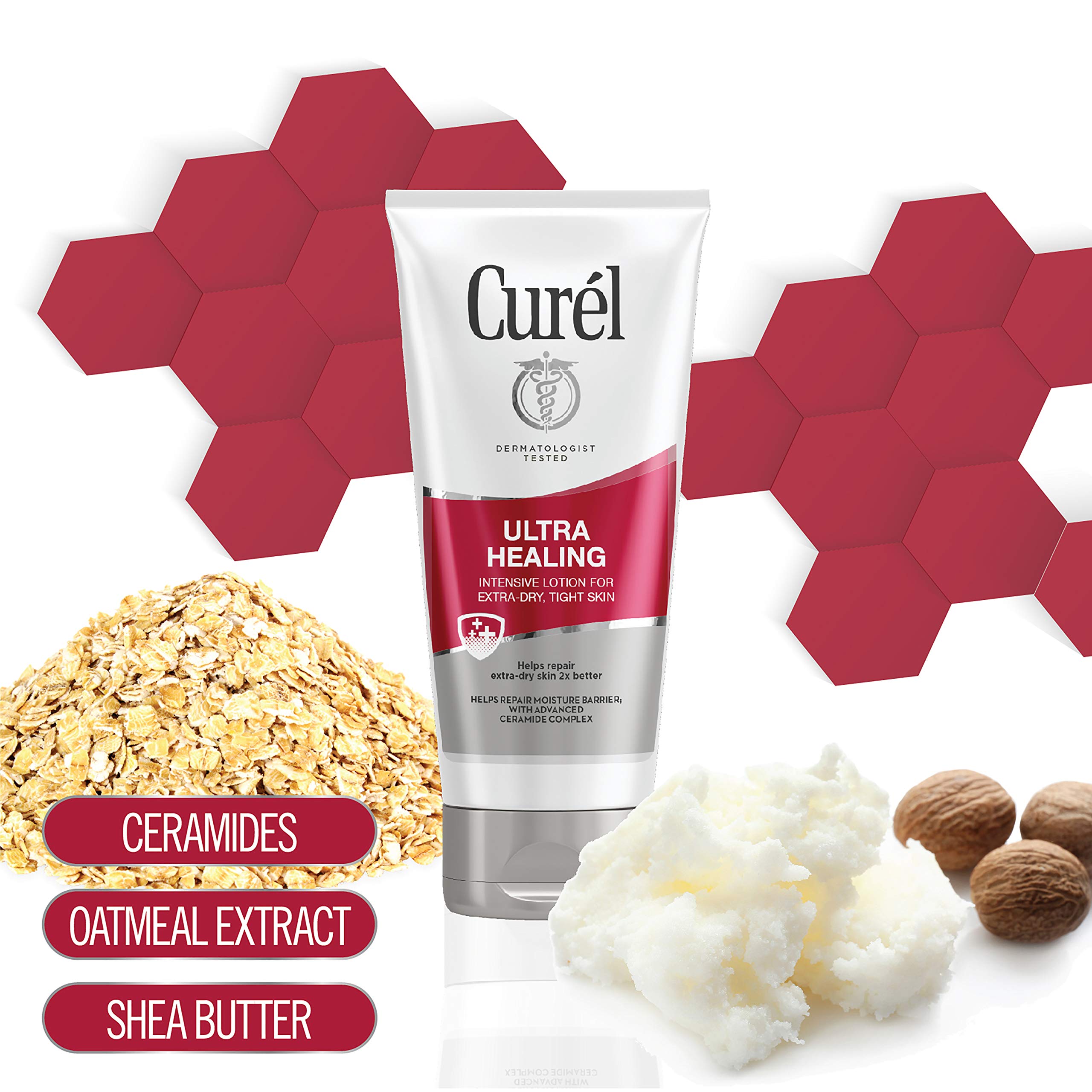 Curél Ultra Healing Body Lotion, Moisturizer for Extra Dry Skin, Body and Hand Lotion with Advanced Ceramide Complex and Hydrating Agents, 6 Ounce (Pack of 2)