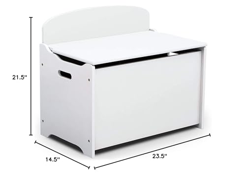 KidKraft Personalized Austin Toy Box - White Wooden Storage Bench with Lid for Kid & Toddler Room - Playroom Organizer for Girls & Boys