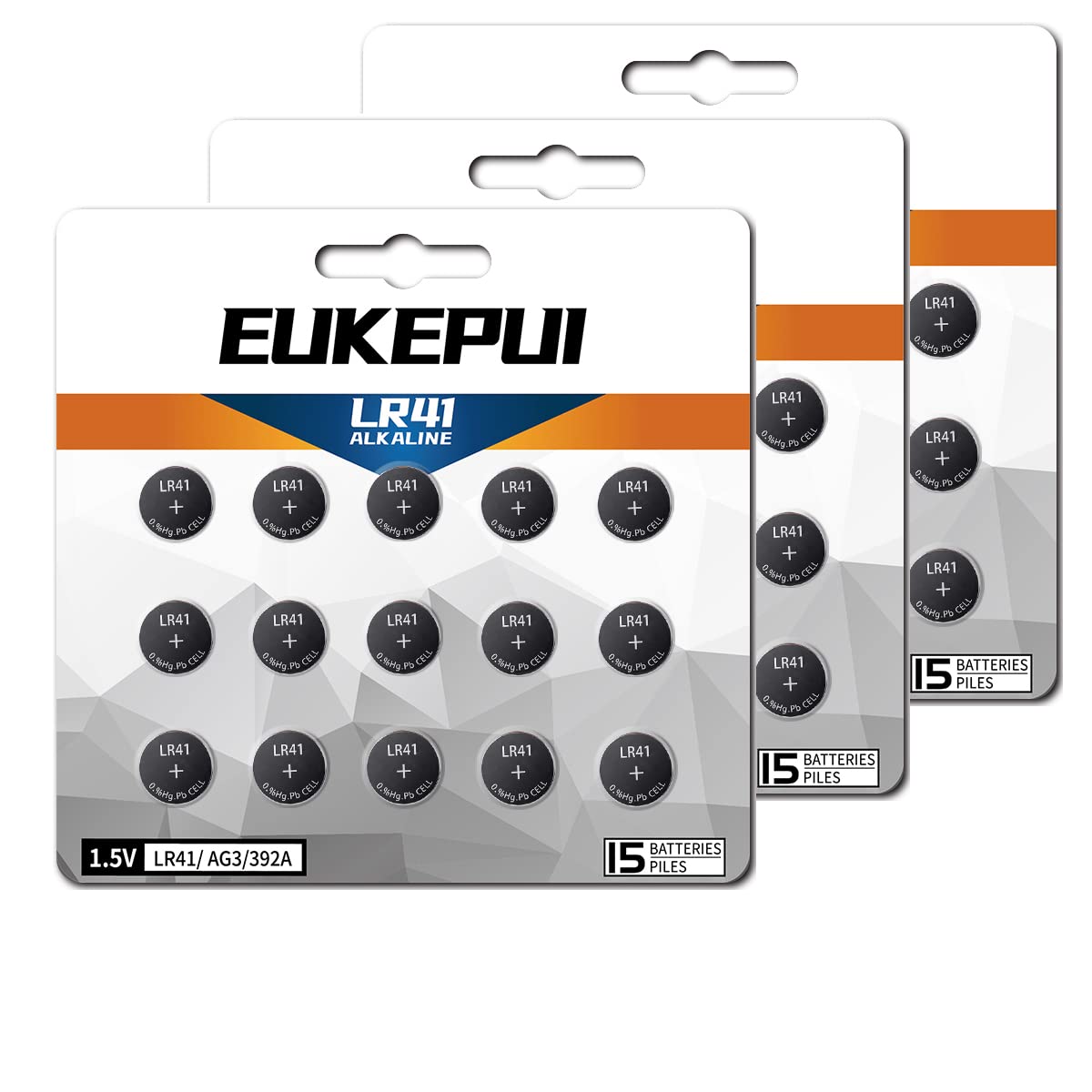 EUKEPUI LR41 Batteries,AG3 392 1.5V Alkaline Battery-45 Count