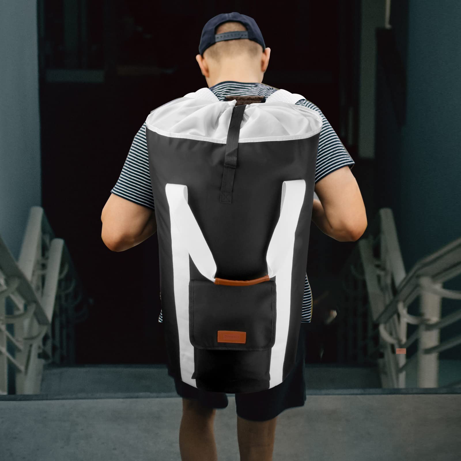 Backpack Laundry Bag - 115L Laundry Bag Backpack Heavy Duty Extra Large with Shoulder Straps and Drawstring Closure - Durable Laundry Bag for Laundromat, College Dorm, Travel, Camping (115L-Black)