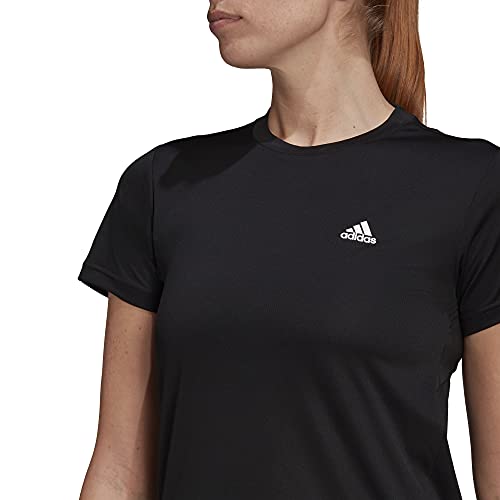 adidas womens Aeroready Designed 2 Move 3-stripes Sport Tee T Shirt, Black/White, Medium US