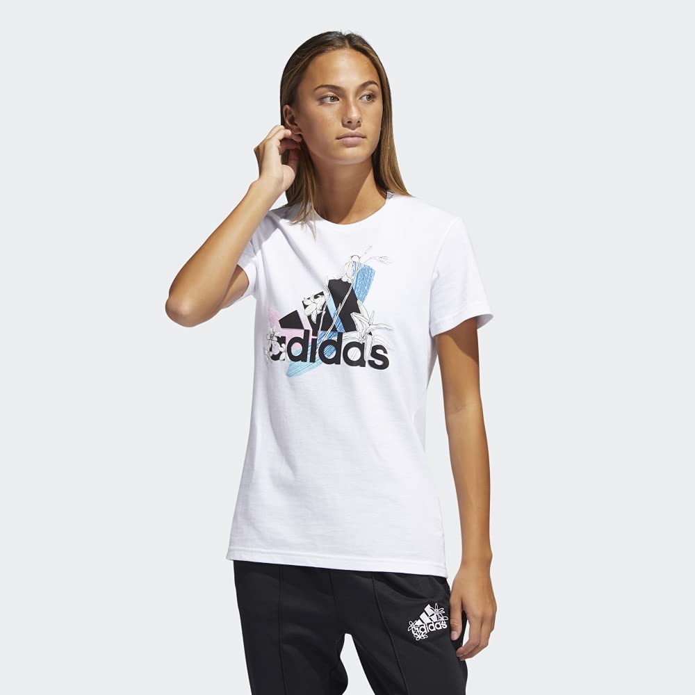 adidas womens Nini Graphics Tee White Large