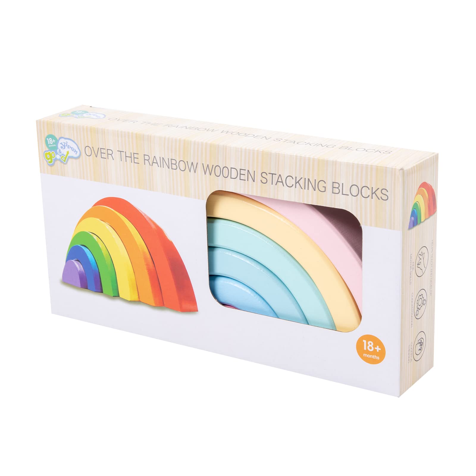 Curious Melodies Wooden Toys Nesting Rainbow Stacking Blocks - Fire | Nature Toy Block Sets