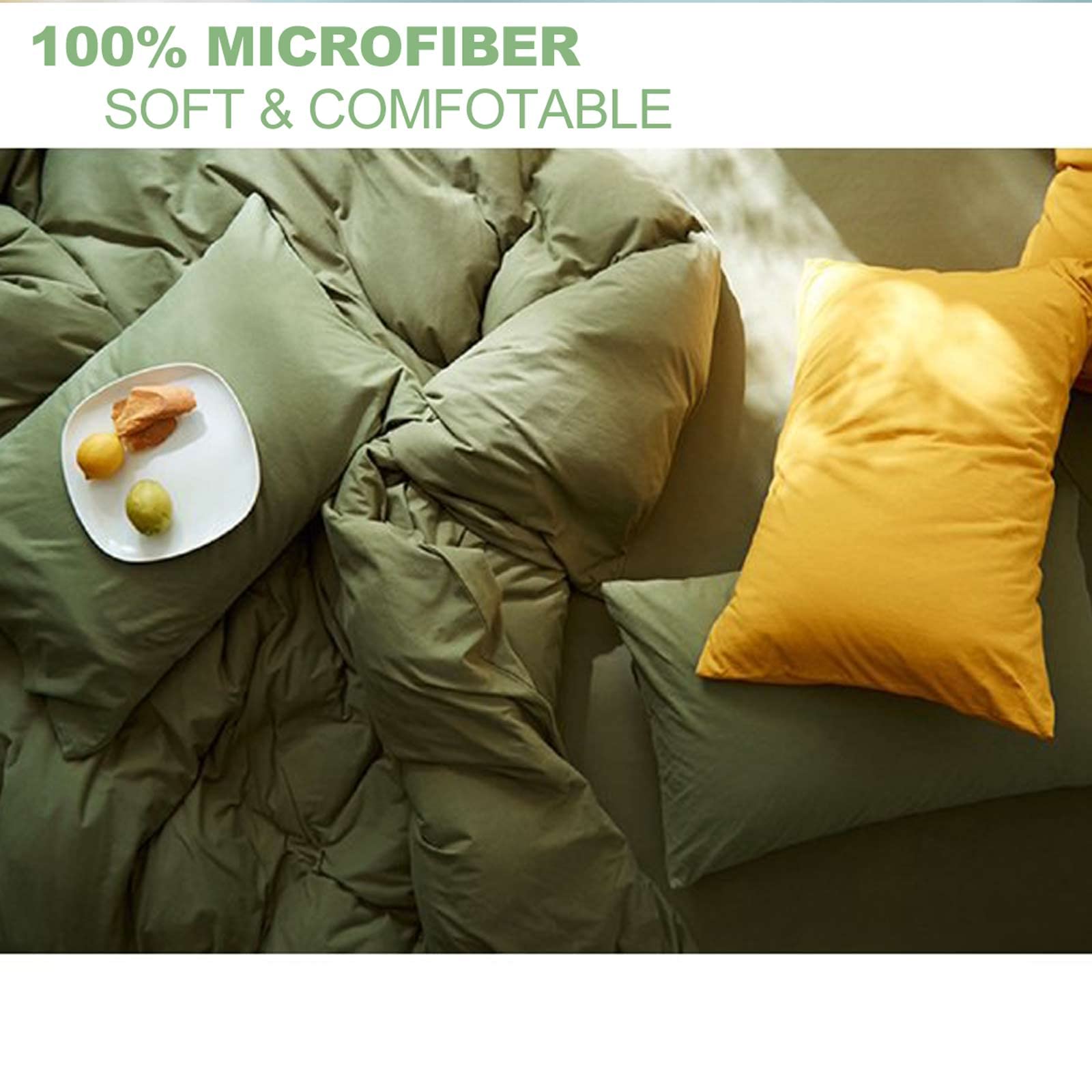 Nanko Cal King Size Comforter Set Sage Green All Season Soft Reversible Down Alternative Quilted Duvet Insert Microfiber Filling Luxury Quality Bedding Sets in a Bag Women Men 104x98 California King