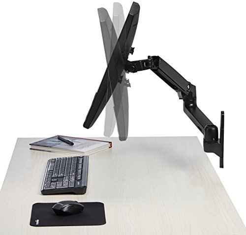 Amazon Basics Wall Mount Computer Monitor and TV Stand - Lift Engine Arm Mount, Aluminum - Black