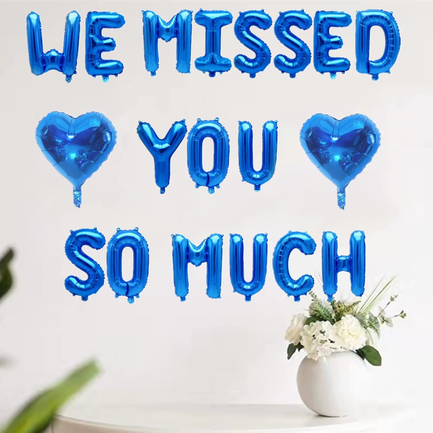 Pargleev We Missed You So Much Balloons with Star Hanging Foil Balloons Letter for High School College Grad Graduation Retirement Party Decorations Blue