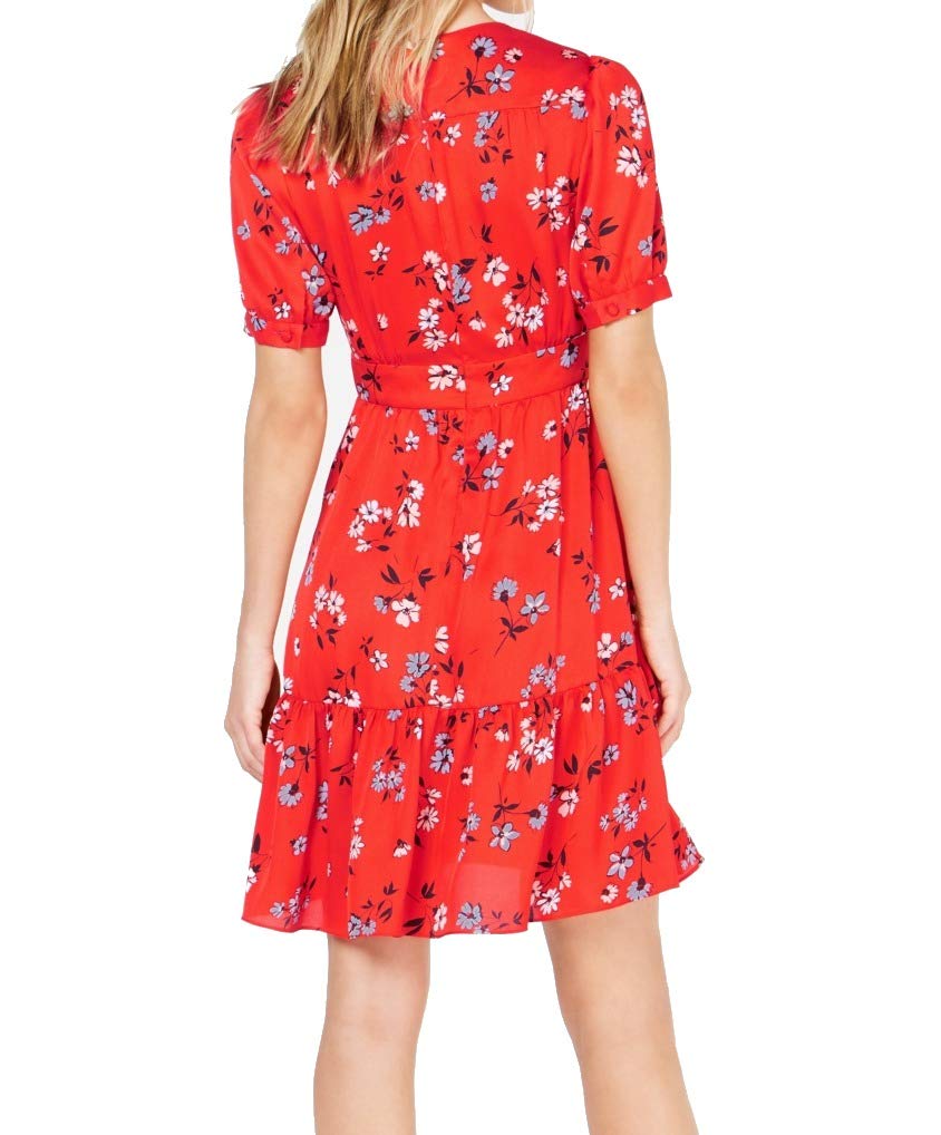Jill Jill Stuart Women's Dress Bright A-Line Floral Ruffle Red 2