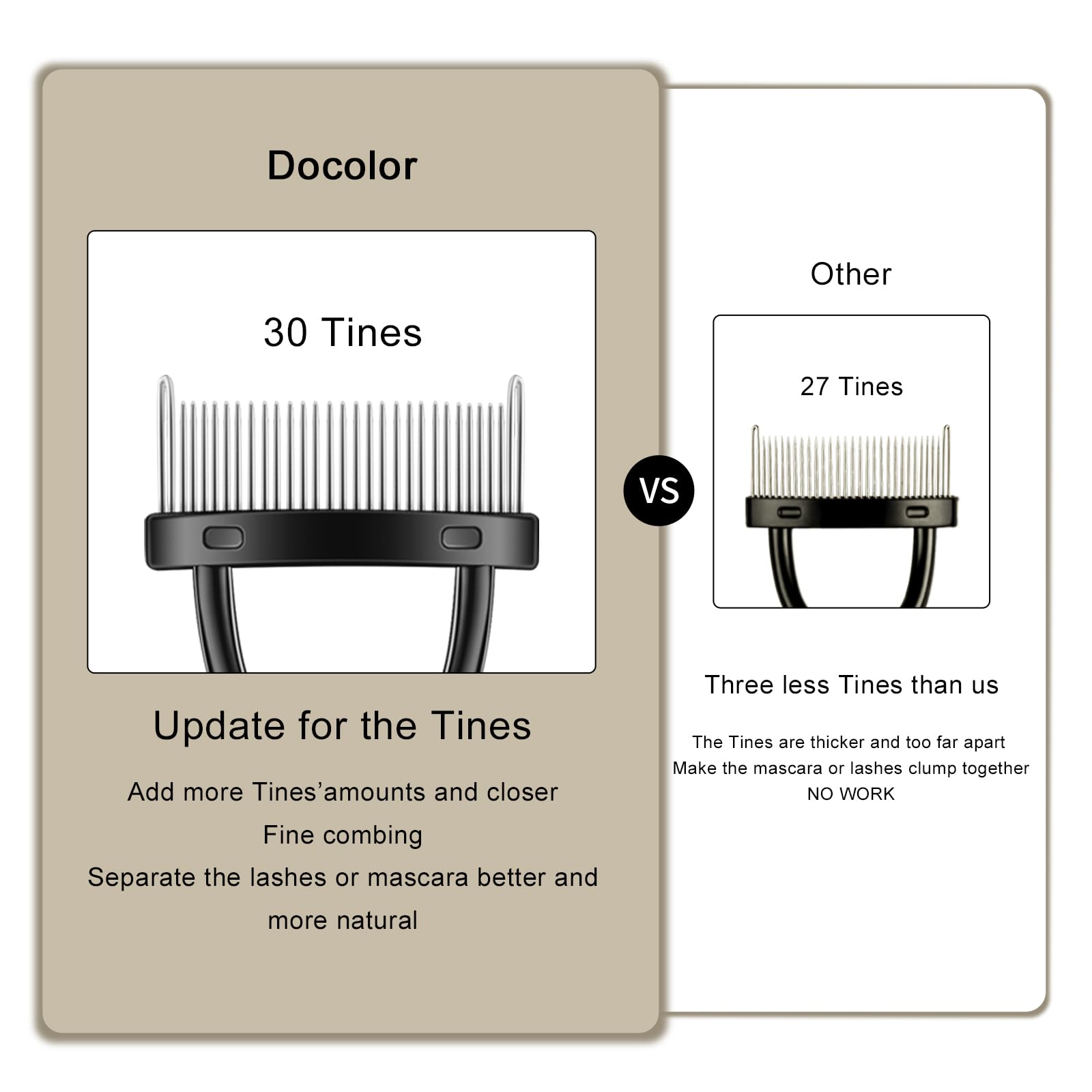 Docolor Eyelash Comb Eyelash Separator Tool Mascara Applicator Eyelash Brush Lash Separator Tool Comb Arc Designed Cosmetic Brushes Tool, with Comb Cover (Black)