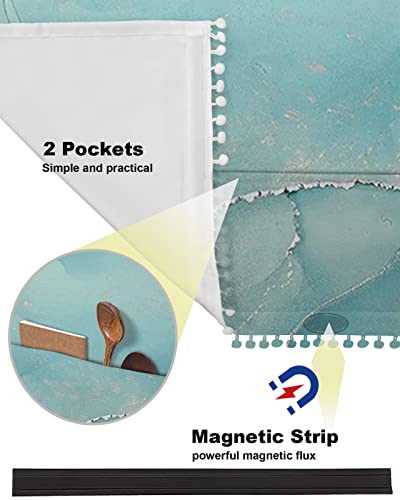 Comforance Marble Turquoise Microwave Cloth Cover 12x35inch, Anti-Slip Dust Oil Proof Cloth, Decorative Kitchen Appliance for Refrigerator Washing Machine Protector, Marble Textured Modern