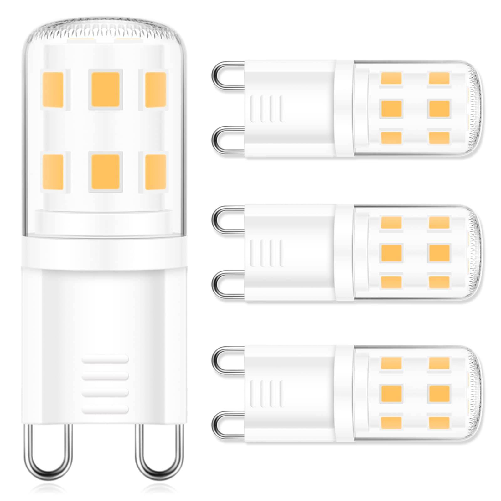 Marxlait 4 Pack G9 LED Bulb, 40 watt Halogen Replacement, Warm White 2700K, Non-dimmable T4 LED Bulb, G9 Bi Pin Base, 120V Small Light Bulbs for Chandelier, Bathroom Vanity Light Fixture
