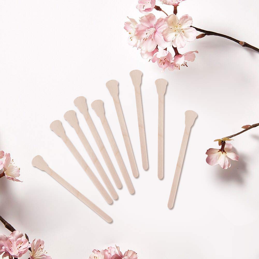 Aieil 100PCS Wood Waxing Thin Craft Sticks Spatulas Applicators for Hair Removal Eyebrow Face and Body
