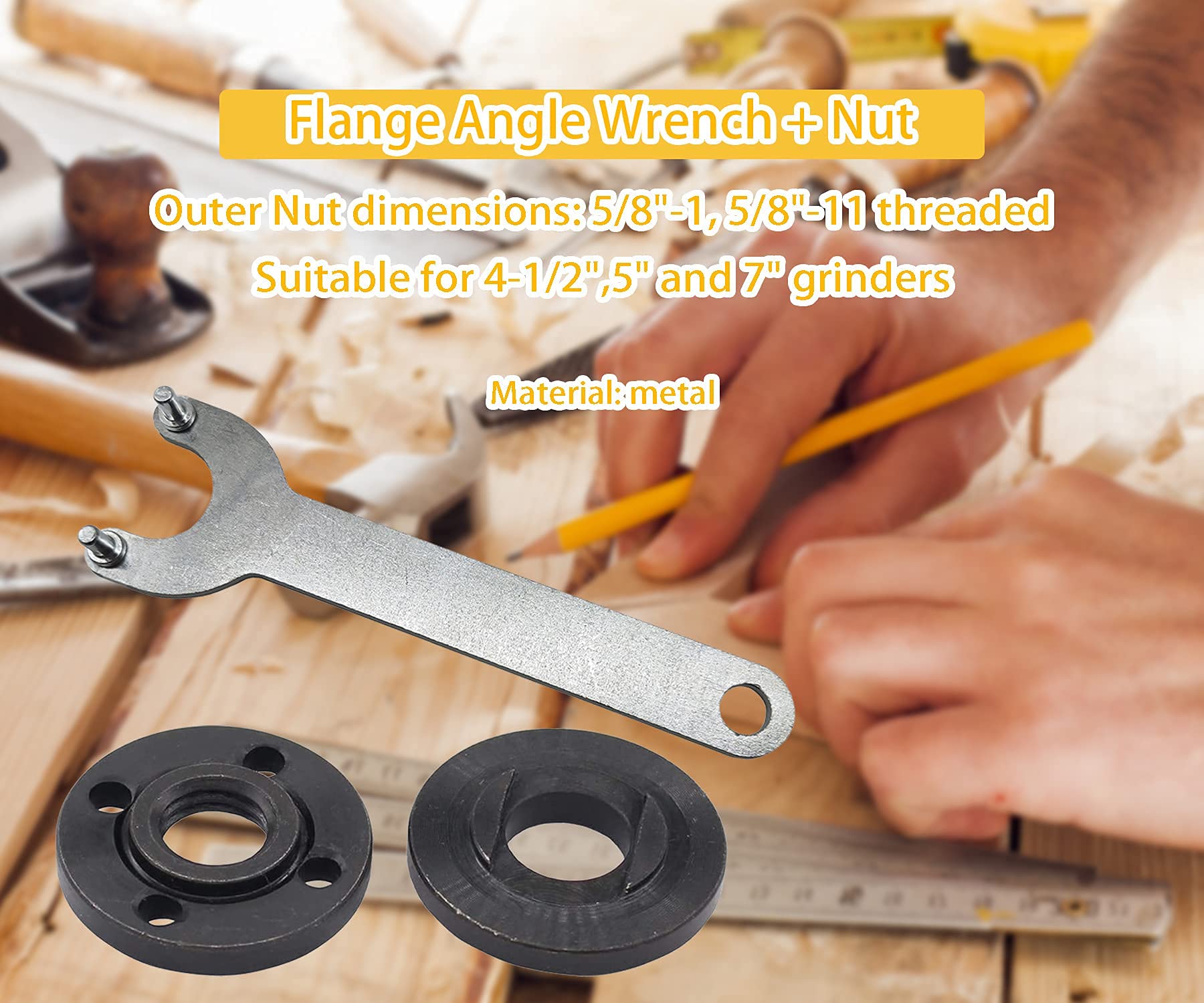 Angle Grinder Wrench Spanner Metal Lock Nut for Compatible with Dewalt Makita 193465-4 Bosch Black & Decker Ryobi