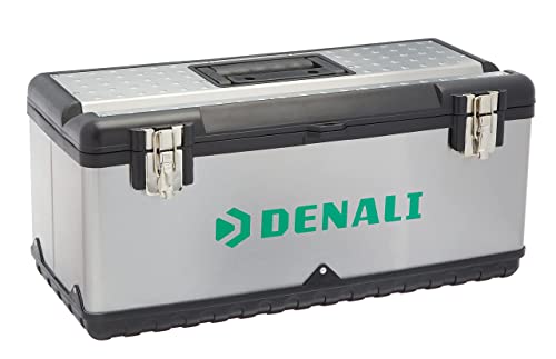 Amazon Brand - Denali Tool Box with Metal Latches, 23.3 x 11.0 x 10.8 in, Black
