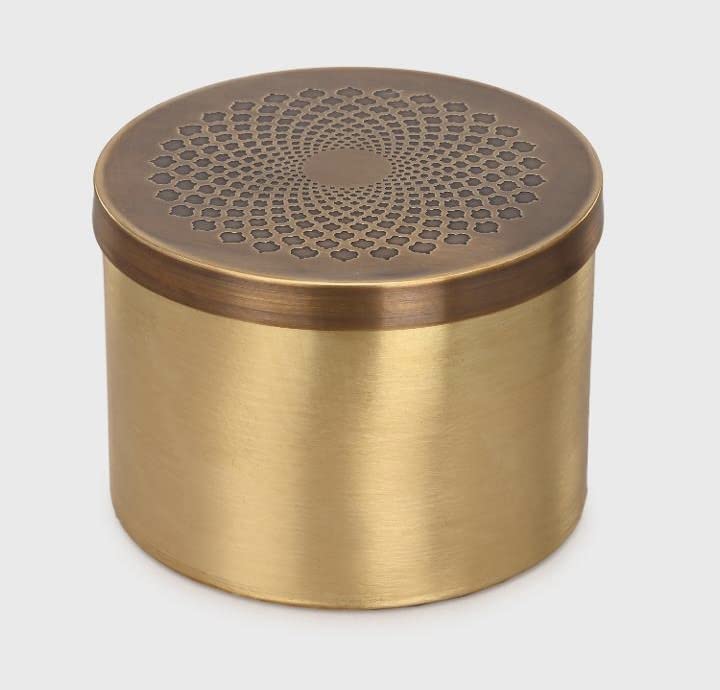 Acewood Brass Canister with tray dry fruit box nuts box dry fruit tray gift box Dry Fruit Containers Multi Utility Storage Containers set of 2., Golden