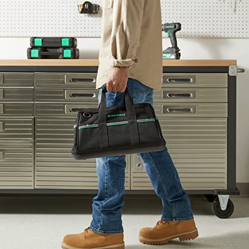 Amazon Brand - Denali Wide Mouth Tool Bag with Water Proof Molded Base, 16.5 x 10.2 x 8.7 inches L x W x H, Black