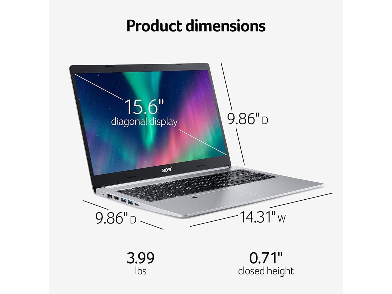Acer Aspire 5 A515-45 A515-45-R1BF 15.6 Notebook - Full HD - 1920 x 1080 - AMD Ryzen 7 5700U Octa-core [8 Core] 1.80 GHz - 16 GB Total RAM - 512 GB SSD - Pure Silver