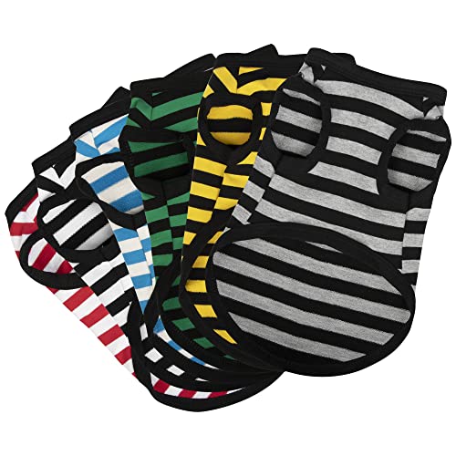 Paiaite 6 Pieces Dog Striped Shirt Cotton Sleeveless Puppy Dog Shirts Breathable Pet Apparel Tank Top Colorful Puppy Sweatshirt Dog Clothes for Small Medium Dogs XS