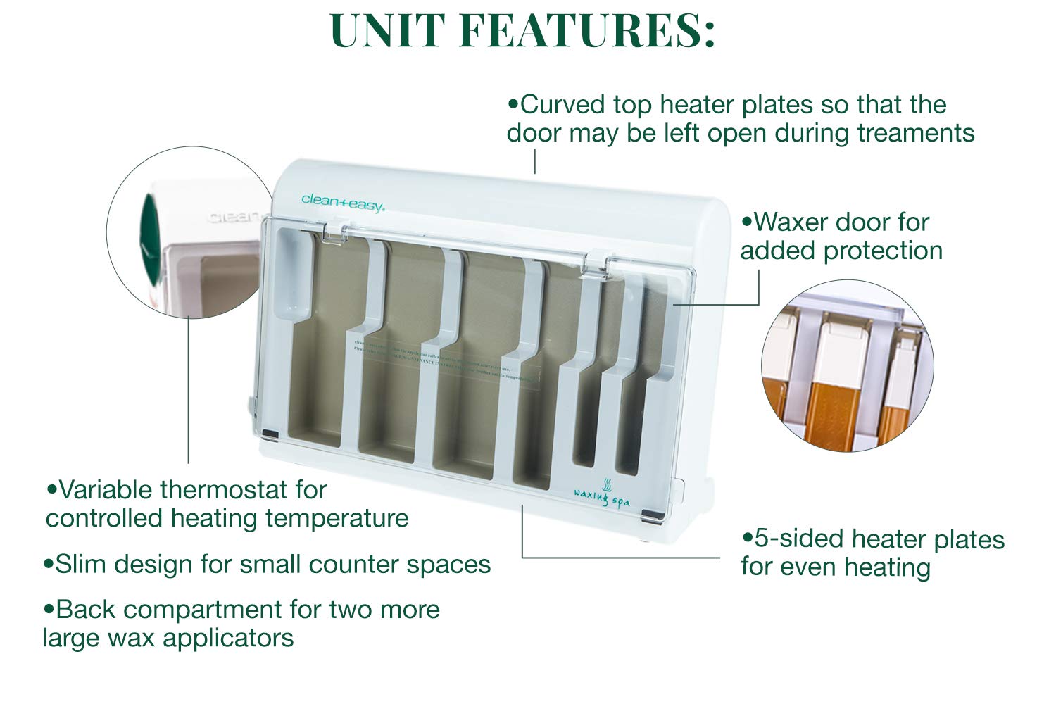 Clean + Easy Waxing Spa Warmer For Wax Cartridges, Hair Removal Treatment Tool For Facial And Full Body Waxing, (120V) Warmer Unit Only