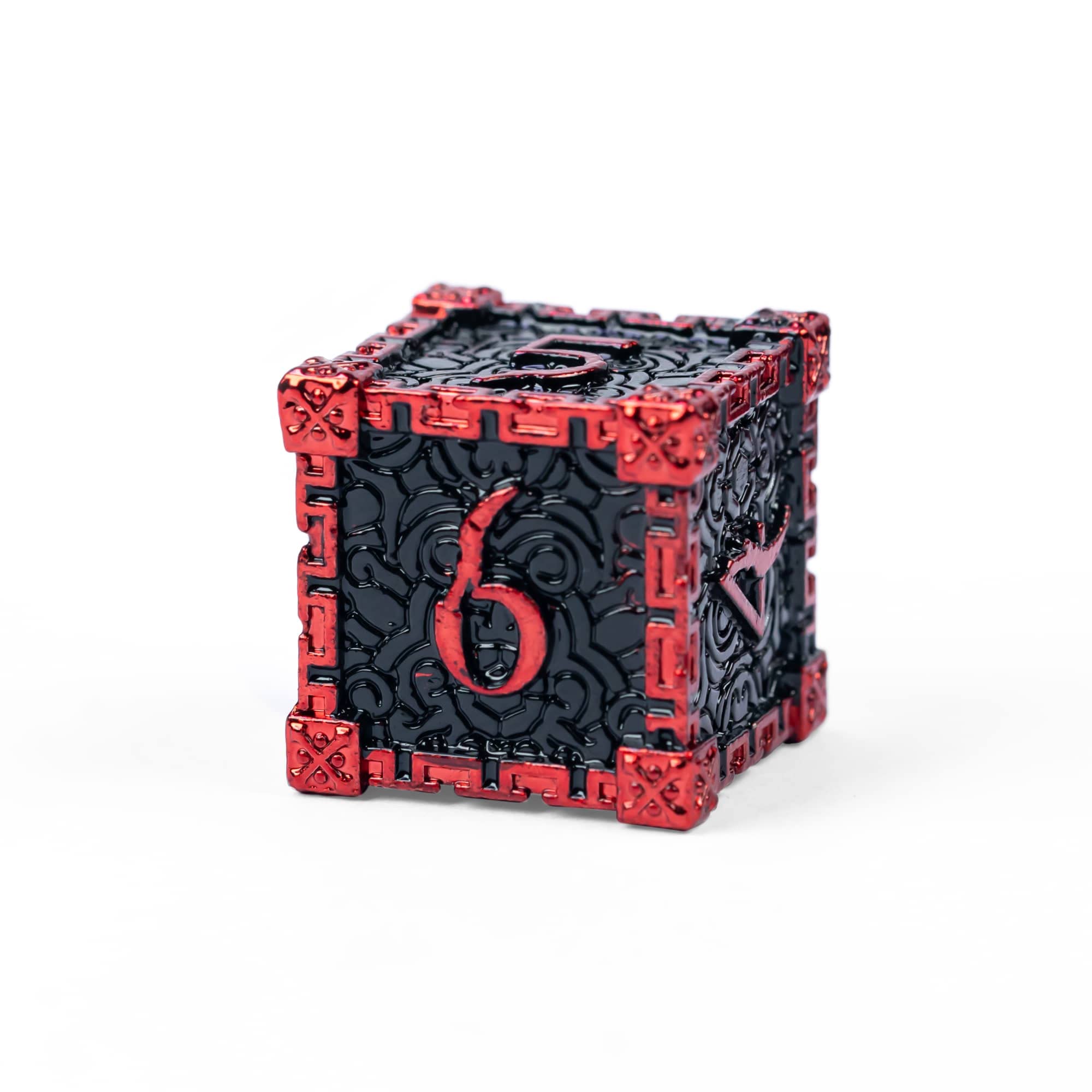 Cusdie Metal Dice with Metal Box, 7 PCs DND Metal Dice, Dagger Design Polyhedral Dice Set, for Role Playing Game D&D Dice MTG Pathfinder (Black with Red Font)