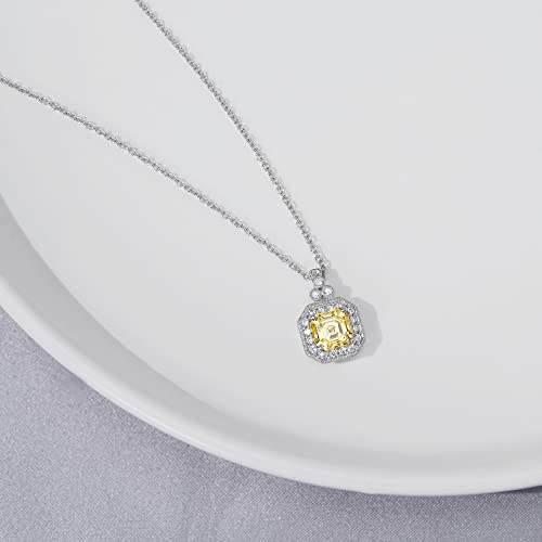 Amazon Collection Platinum Plated Sterling Silver Pendant Necklace set with Asscher Cut Infinite Elements Cubic Zirconia (2.3 cttw)