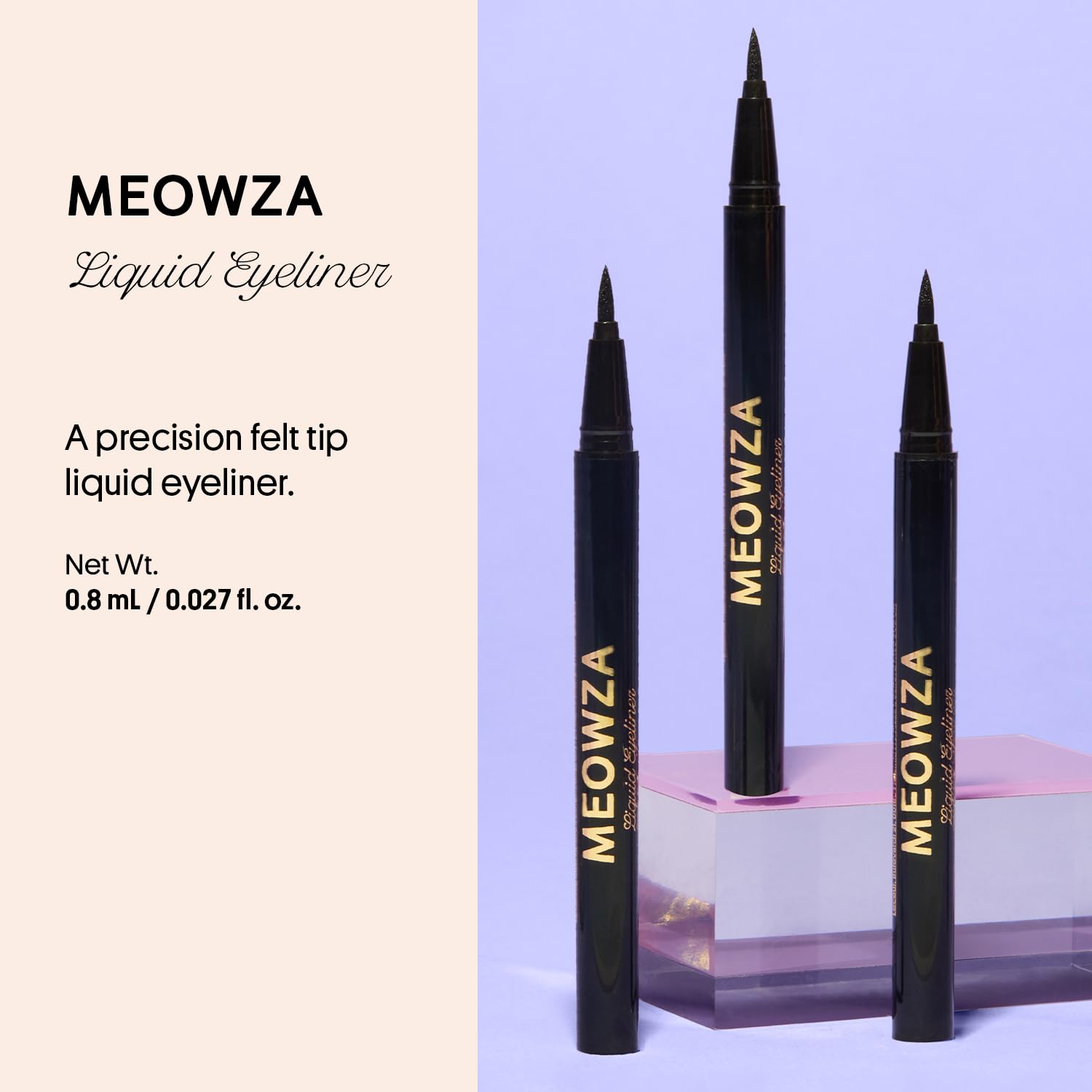 Winky Lux Meowza Liquid Eyeliner - Long-Lasting Black Eyeliner, Eyeliner Liquid Liner Black, 0.16 oz