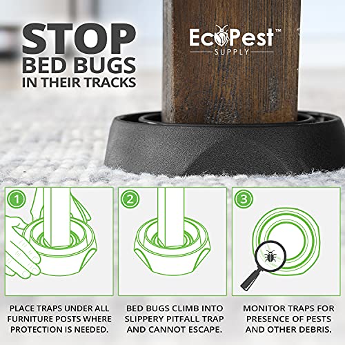 Bed Bug Interceptors – 12 Pack | Bed Bug Blocker (Pro) Interceptor Traps | Insect Trap, Monitor, and Detector for Bed Legs (Black)