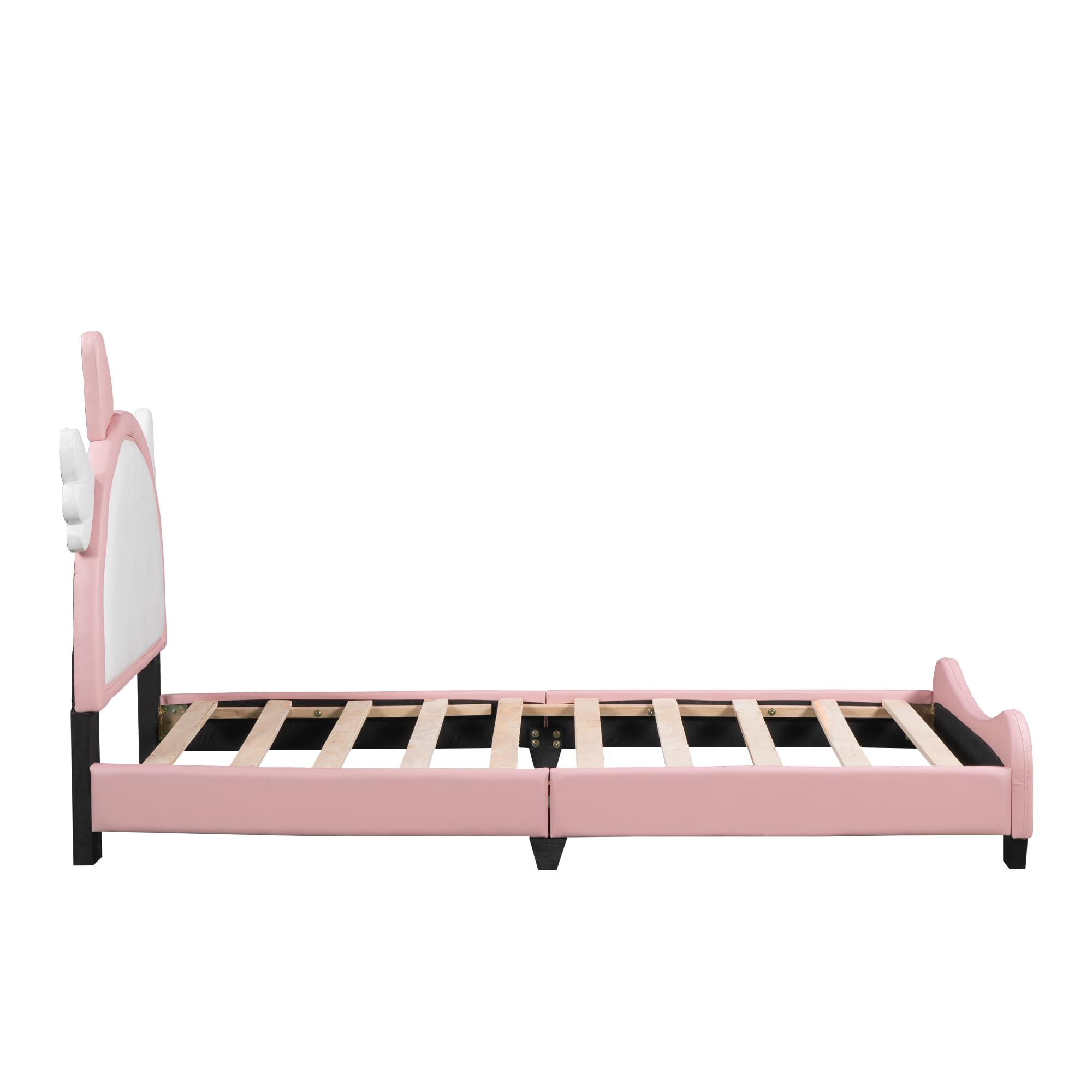 Bellemave Twin Size Princess Bed Frame with Unicorn Shape Headboard,PU Upholstered Princess Twin Bed for Girls,Kids Twin Platform Bed(Twin,Pink)