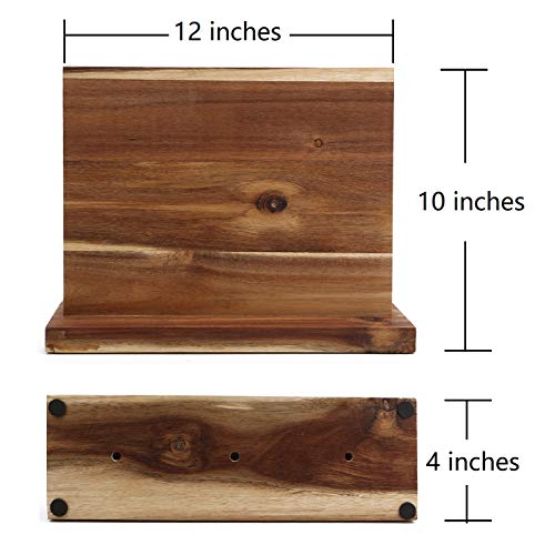 Resafy Magnetic Knife Holder Acacia Wooden Magnetic Knife Block Holder Rack Magnetic Universal Stands with Strong Enhanced Magnets Strip Kitchen Storage Cutlery Large Organizer 12 X 10