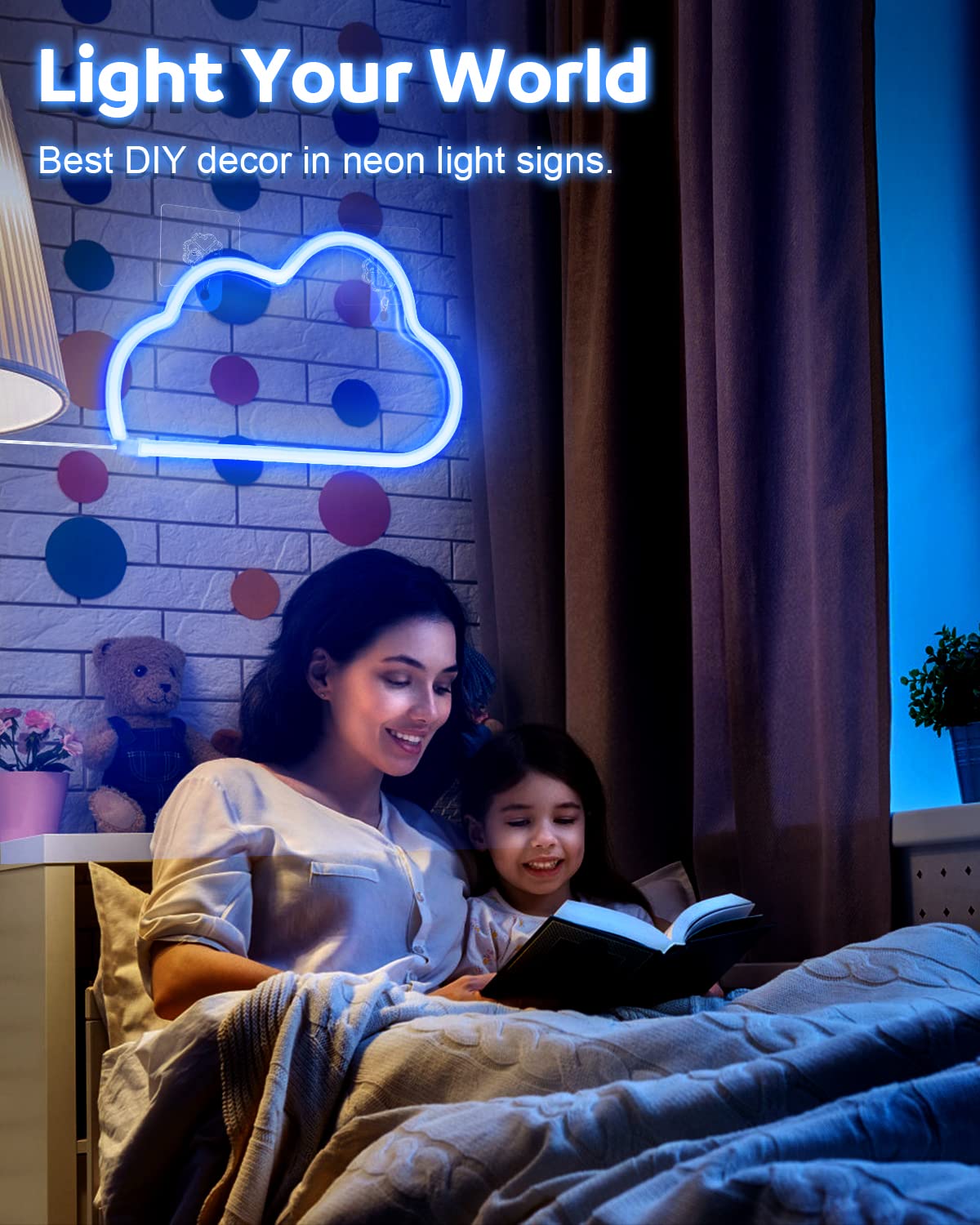 Aclorol Cloud Neon Signs Neon Light Sign for Wall Decor Battery/USB Powered Led Cloud Lights Blue for Aesthetic Room Dec, Bedroom, Kids Room, Living Room Party Wedding(Batteries Not Included)