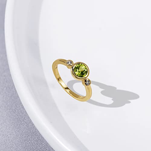 Amazon Collection Yellow Gold Plated Sterling Silver Round-Shaped Amethyst and Infinite Elements Cubic Zirconia with Textured Finish Ring, Size 7