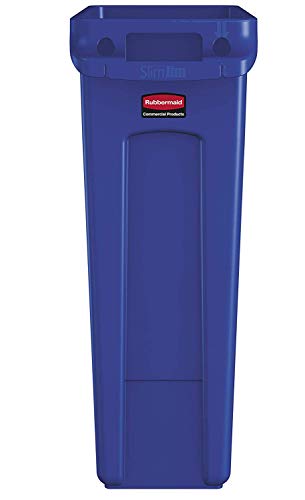 Slim Jim Trash Can Waste Bin with Venting Channels, Blue Recycling for Kitchen/Office/Workspace, Pack of 4