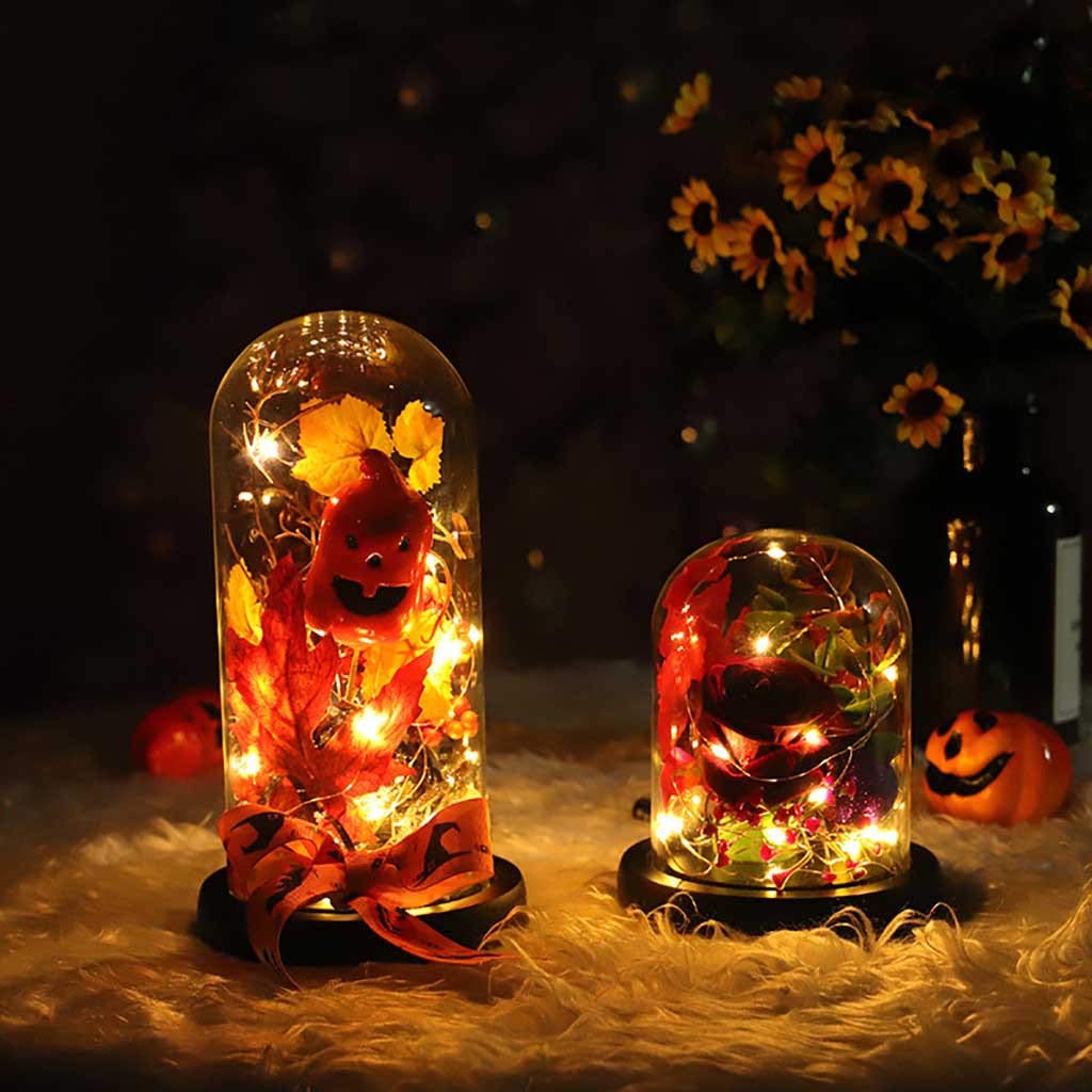 CCOOfhhc Halloween Pumpkin Lights,Glass Pumpkin Roses Halloween Smiley Pumpkin Shade Halloween Decoration