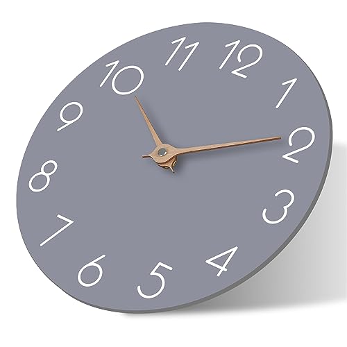 cicininc Wall Clock - Grey Wall Clocks Battery Operated, Modern Silent Wall Clocks Non-Ticking - Small Decorative Clock for Bedroom Kitchen Bathroom Office Living Room (10" Gray)