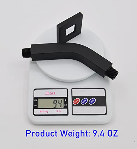 Aquaiaw Square Shower Arm and Anti-Scratch O-Ring Flange, 6 inch, Solid Brass, Both Soldered 1/2 NPT Tapered Threads, Shower Head Arm, Wall Mount Shower Extension Arm (Matte Black)