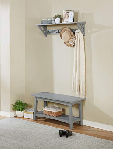 Alaterre Furniture Craftsbury 36" W Wood Entryway Bench, Gray