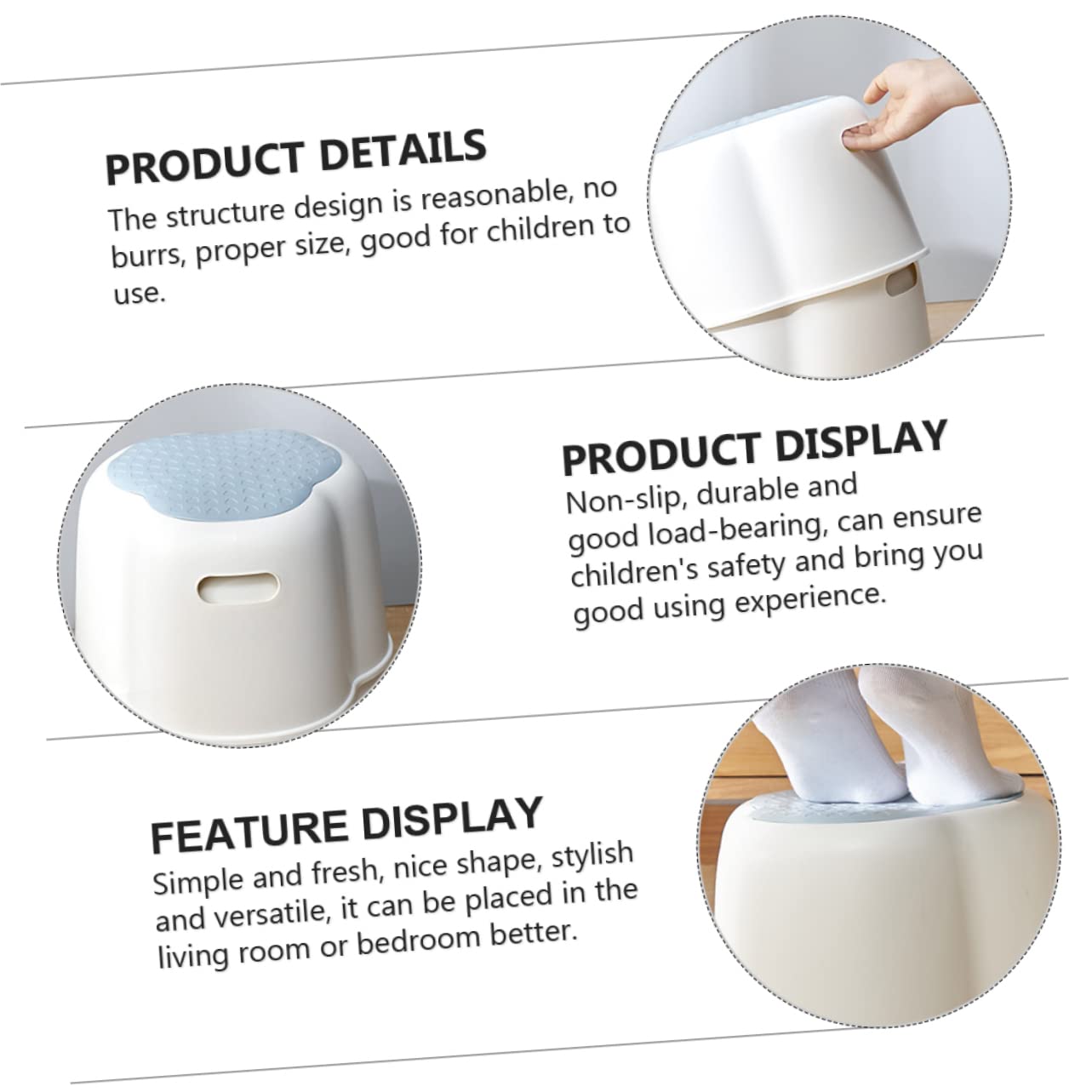 VILLFUL Non-Slip Stool Anti- Footstool Bathroom Footstool Office Footrest Stool Small Stool Stool Under Desk Footrest Stool for Kids Stackable Stool Step Stool Aldult Pp Child
