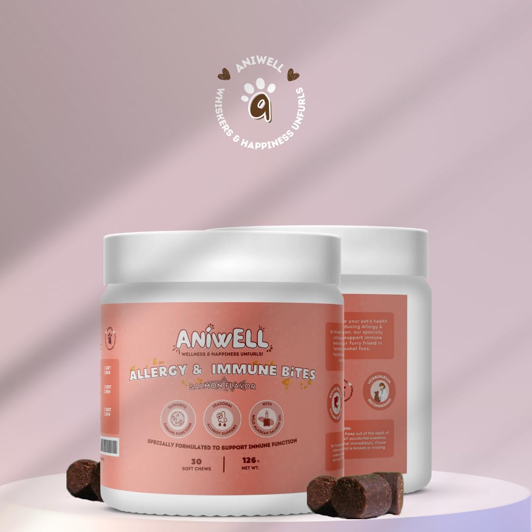 Aniwell Allergy & Immune Support Chews for Dogs β Powered by Astragalus Root & Flaxseed C3 β Promotes Seasonal Allergy Relief, Gut & Digestive Health β Soft Chews