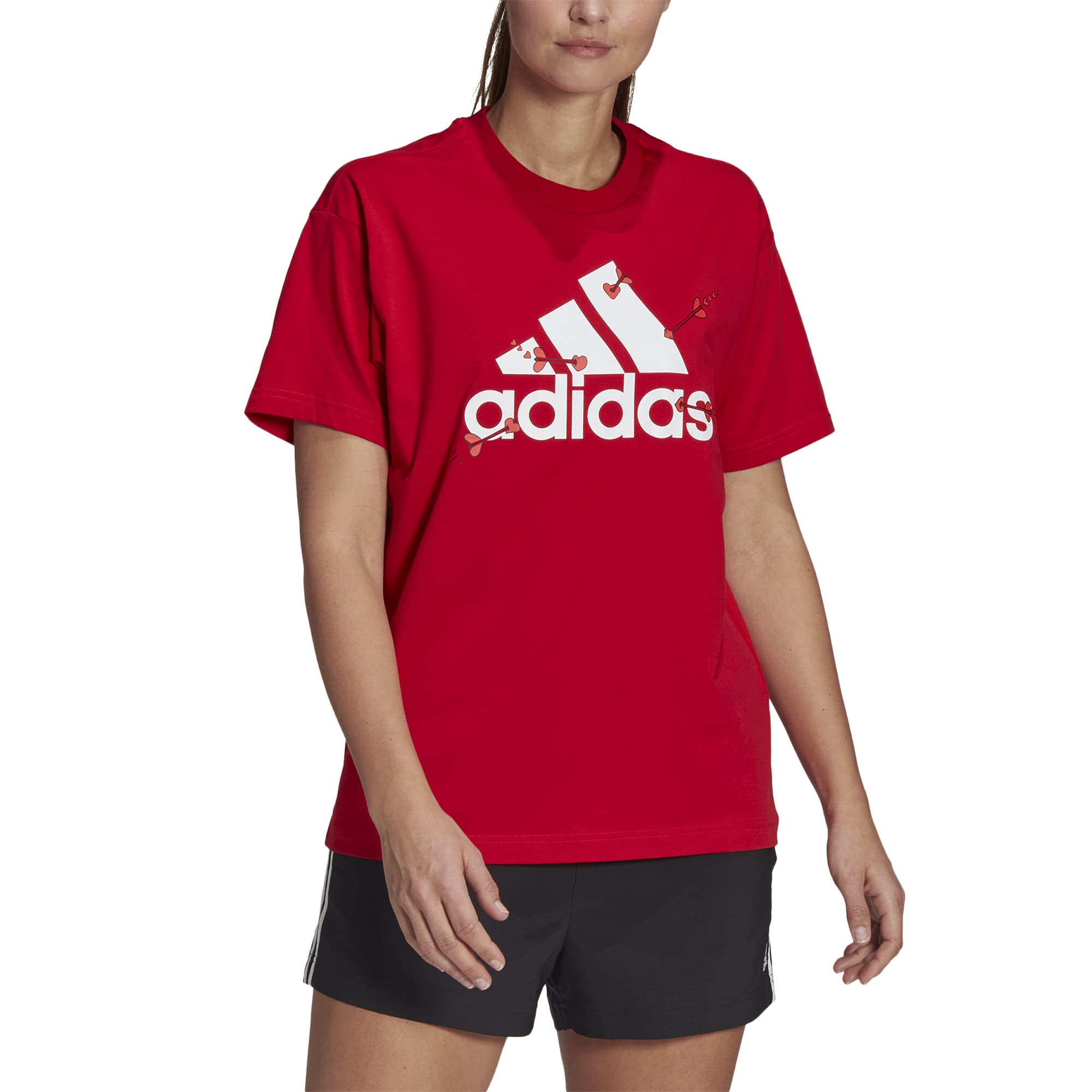 adidas womens Valentine Graphic Tee Scarlet Medium