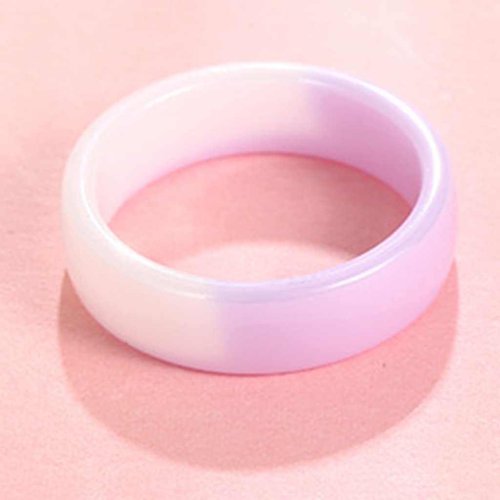 6mm Dual Color High Polished Ceramic Wedding Band Statement Valentines Holiday Ring (Purple, 7)